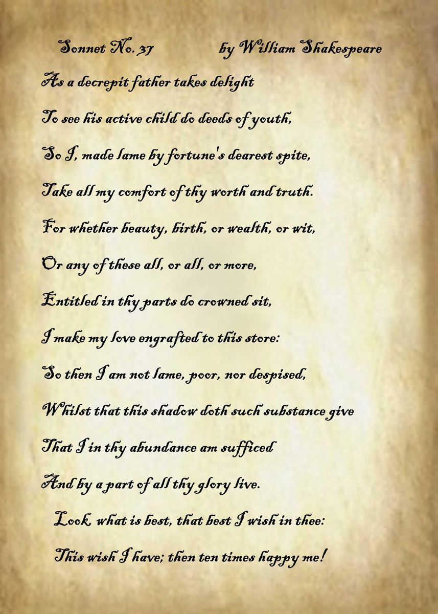 'Sonnet 37 by Shakespeare' Poster by Burl Collins | Displate