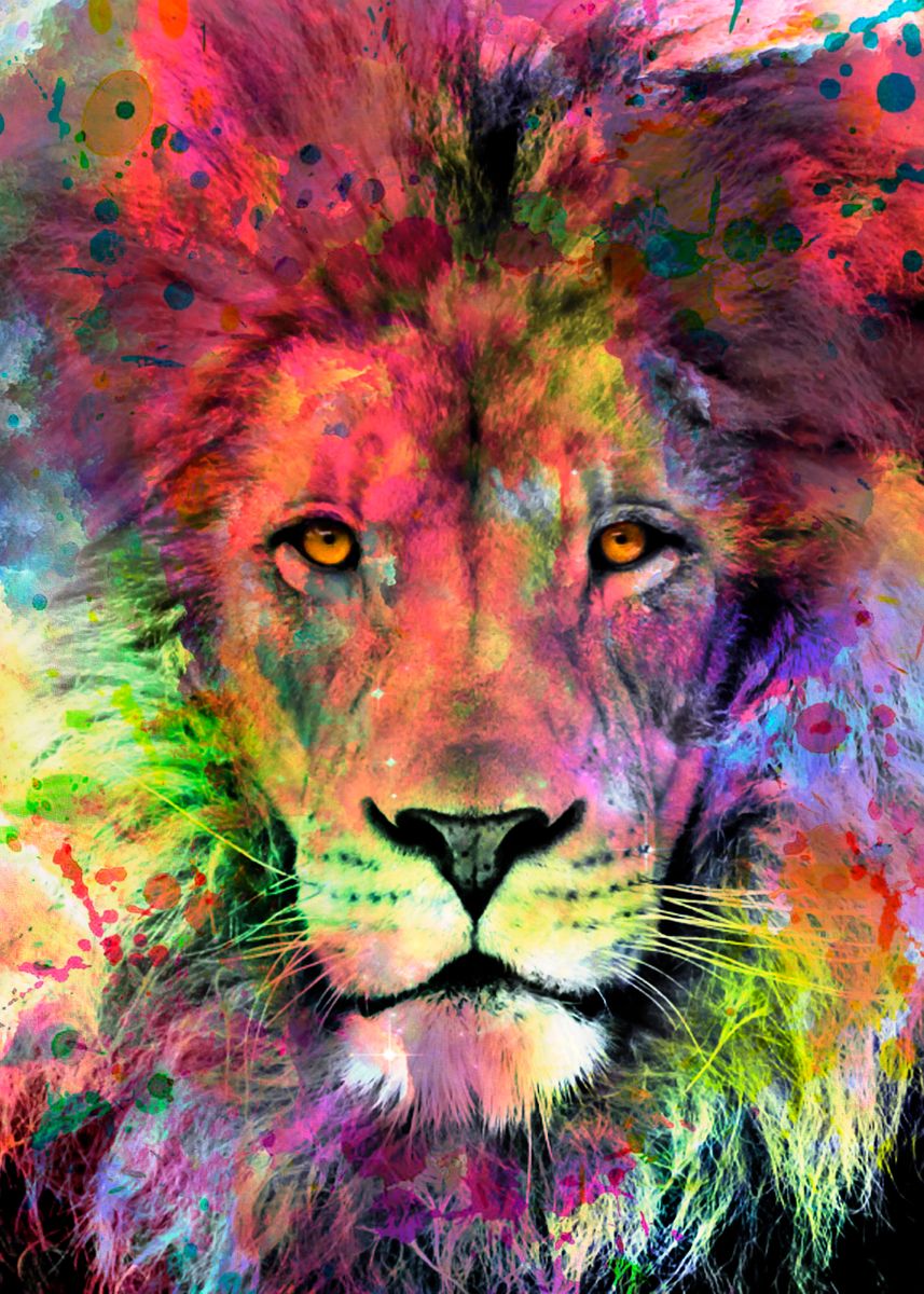 'Lion in color' Poster, picture, metal print, paint by Cristo Emilio ...