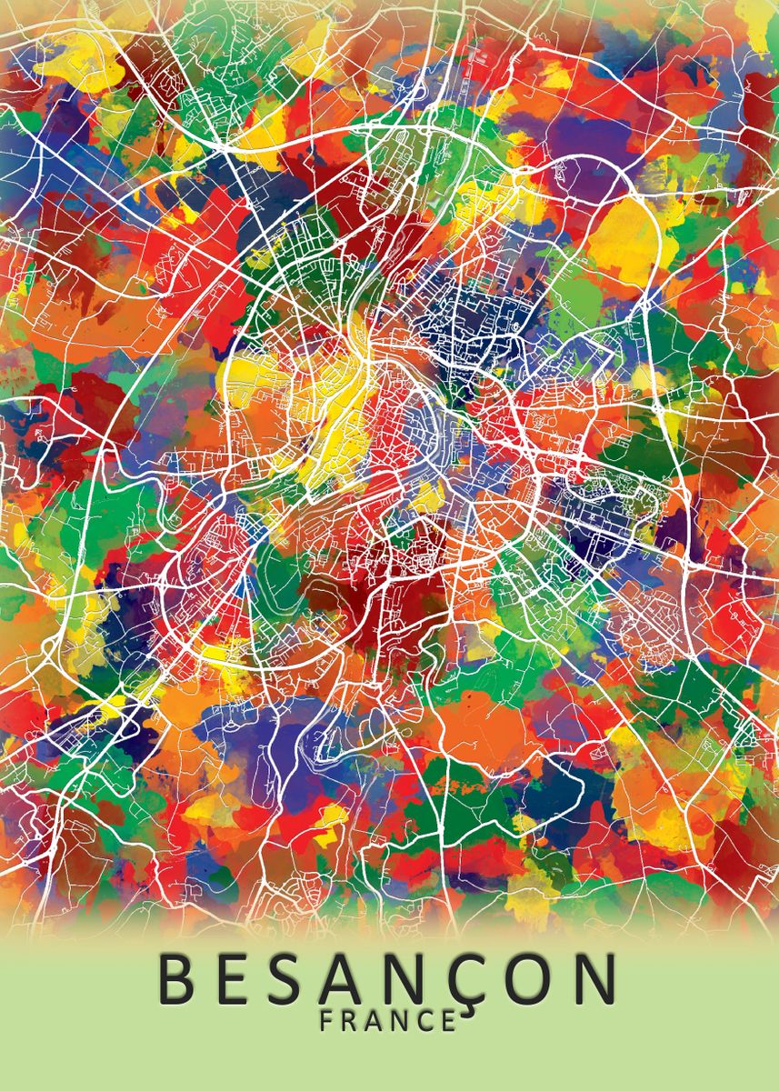 'Besancon France City Map' Poster by City Map Art Prints | Displate