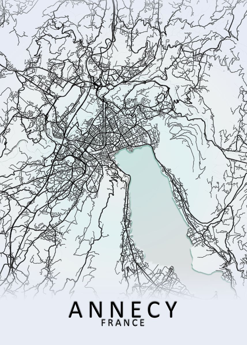 'Annecy France City Map' Poster by City Map Art Prints | Displate