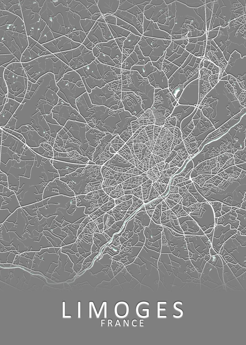 'Limoges France City Map' Poster by City Map Art Prints | Displate