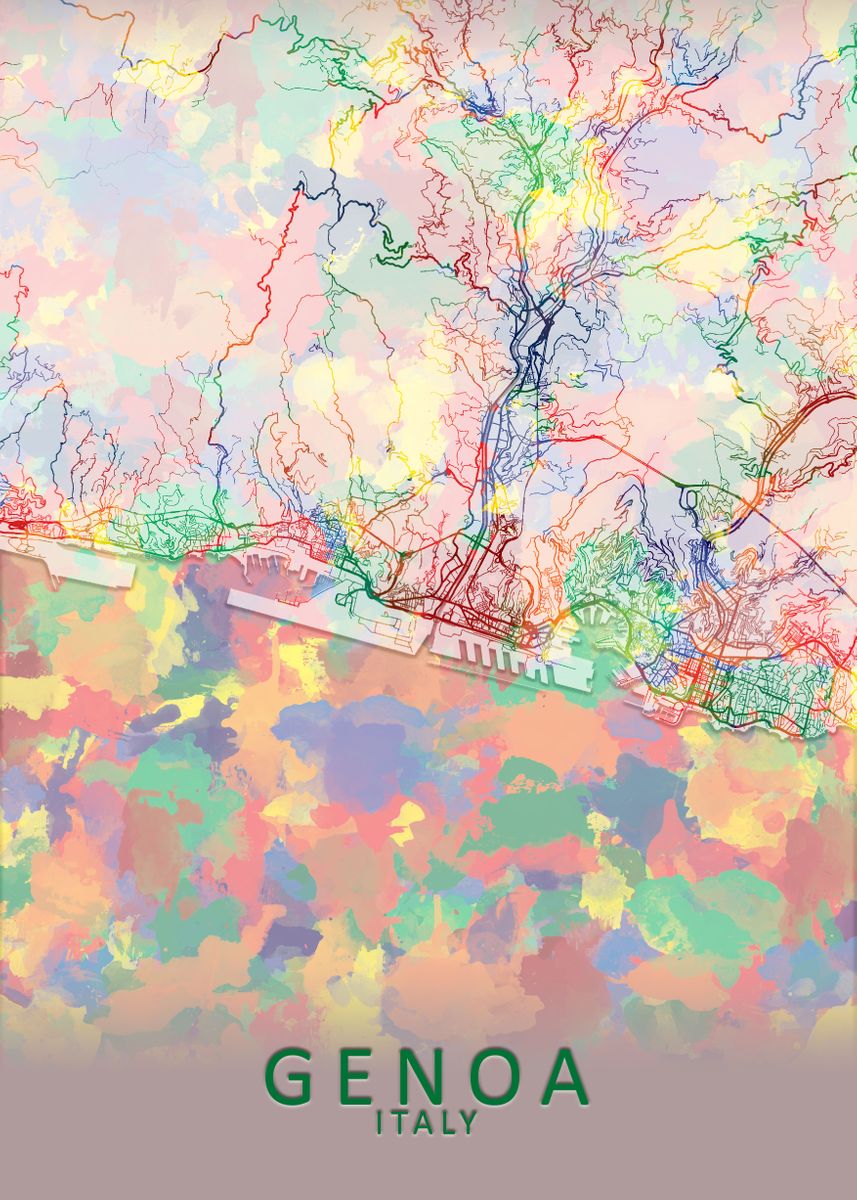 'Genoa Italy City Map' Poster, picture, metal print, paint by City Map ...