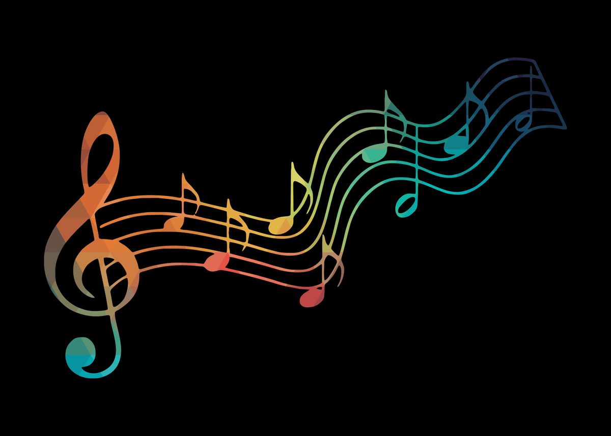 'Rainbow musical notes ' Poster by AdiDsgn | Displate