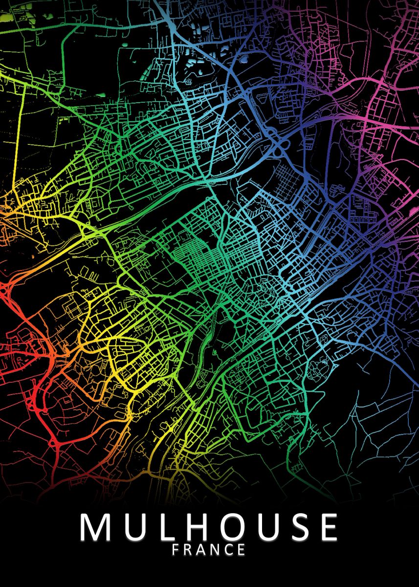 'Mulhouse France City Map' Poster, picture, metal print, paint by City ...