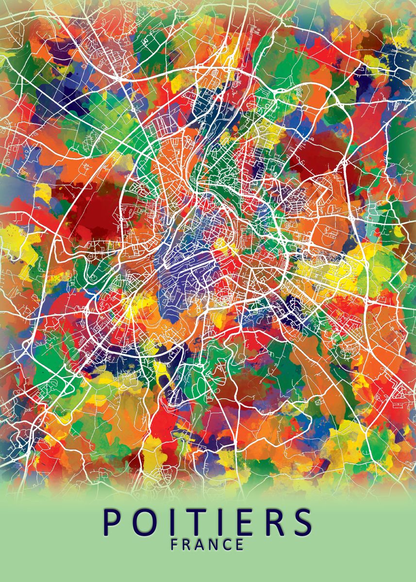 'Poitiers France City Map' Poster by City Map Art Prints | Displate
