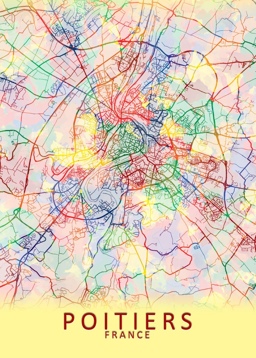 'Poitiers France City Map' Poster, picture, metal print, paint by City ...