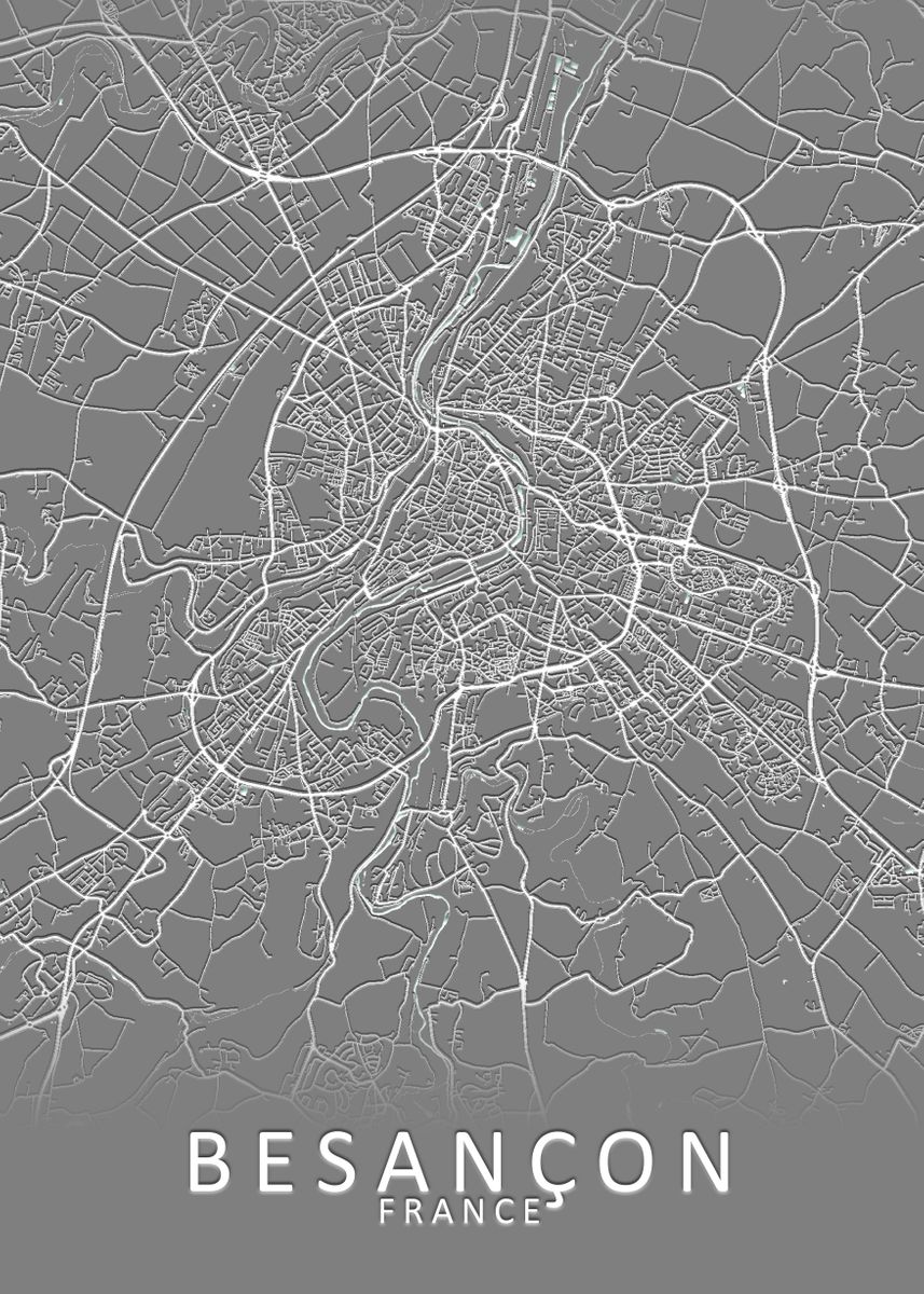 'Besancon France City Map' Poster by City Map Art Prints | Displate