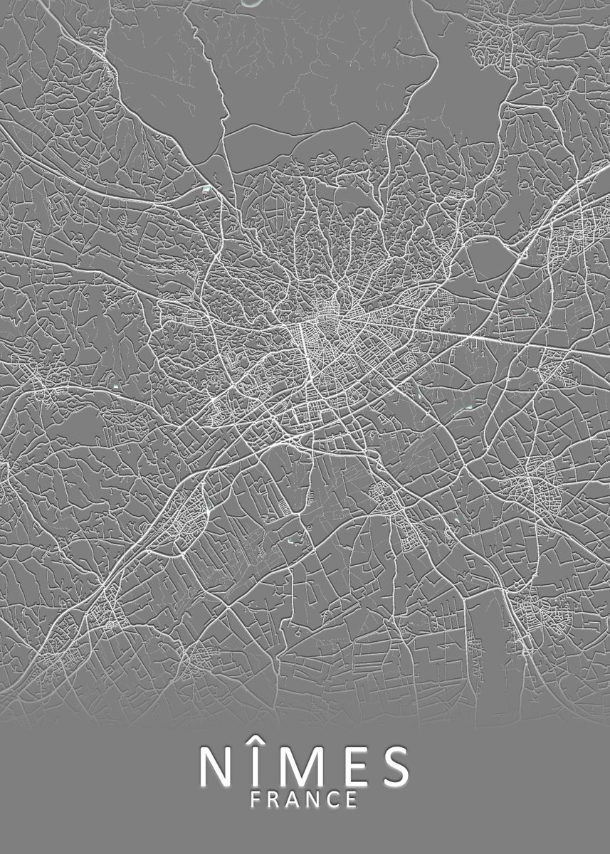'Nimes France City Map' Poster, picture, metal print, paint by City Map ...