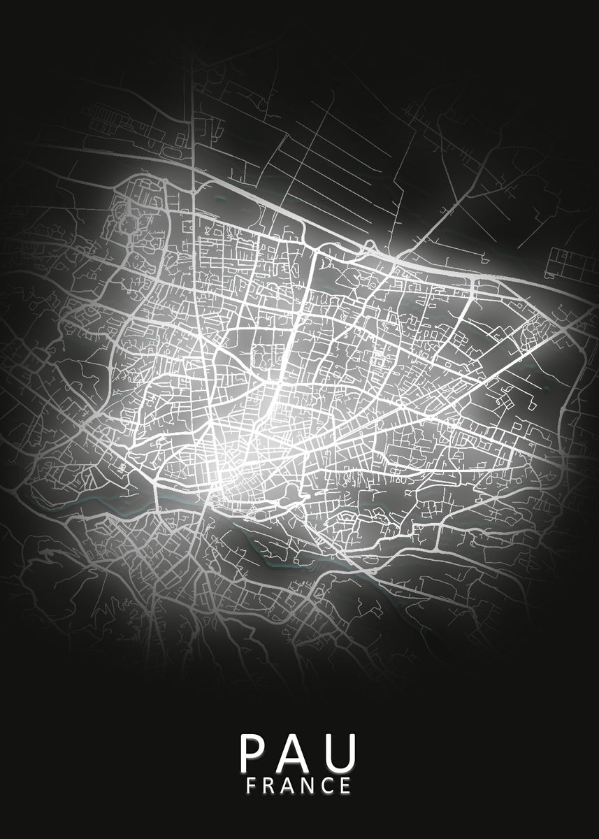 'Pau France City Map' Poster by City Map Art Prints | Displate