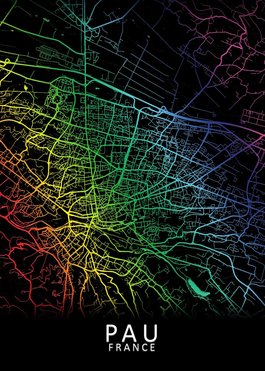 'Pau France City Map' Poster, picture, metal print, paint by City Map ...