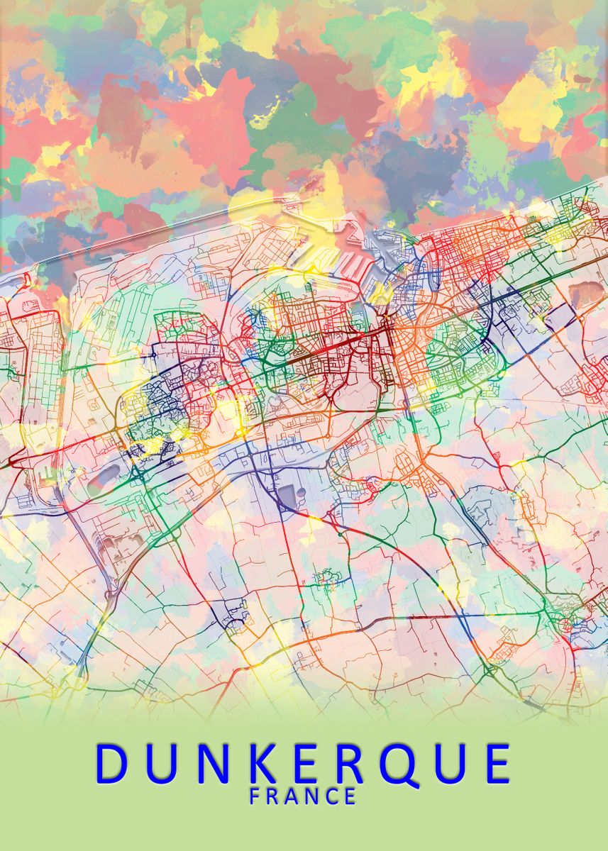 'Dunkerque France City Map' Poster, picture, metal print, paint by City ...