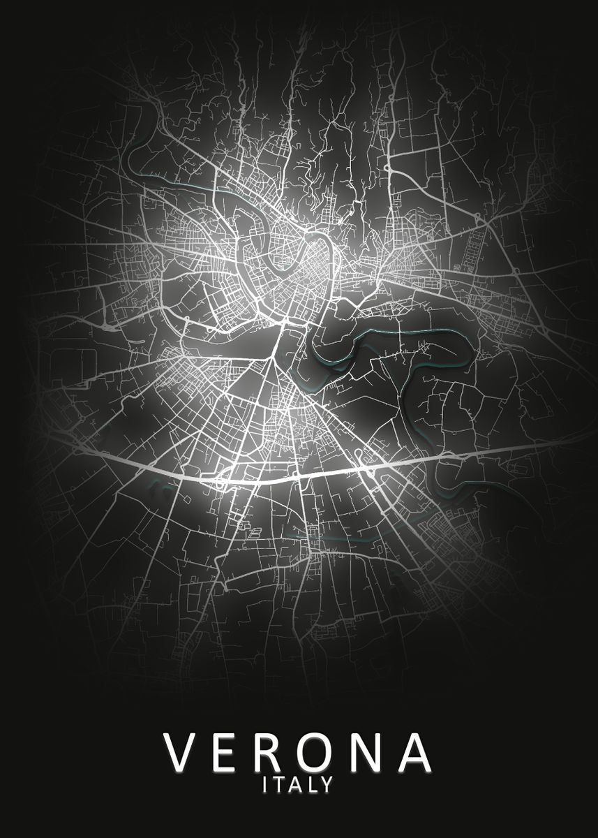 'Verona Italy City Map' Poster, picture, metal print, paint by City Map ...