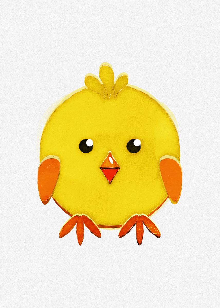 'Cute baby Chicken Chick' Poster, picture, metal print, paint by Uber ...