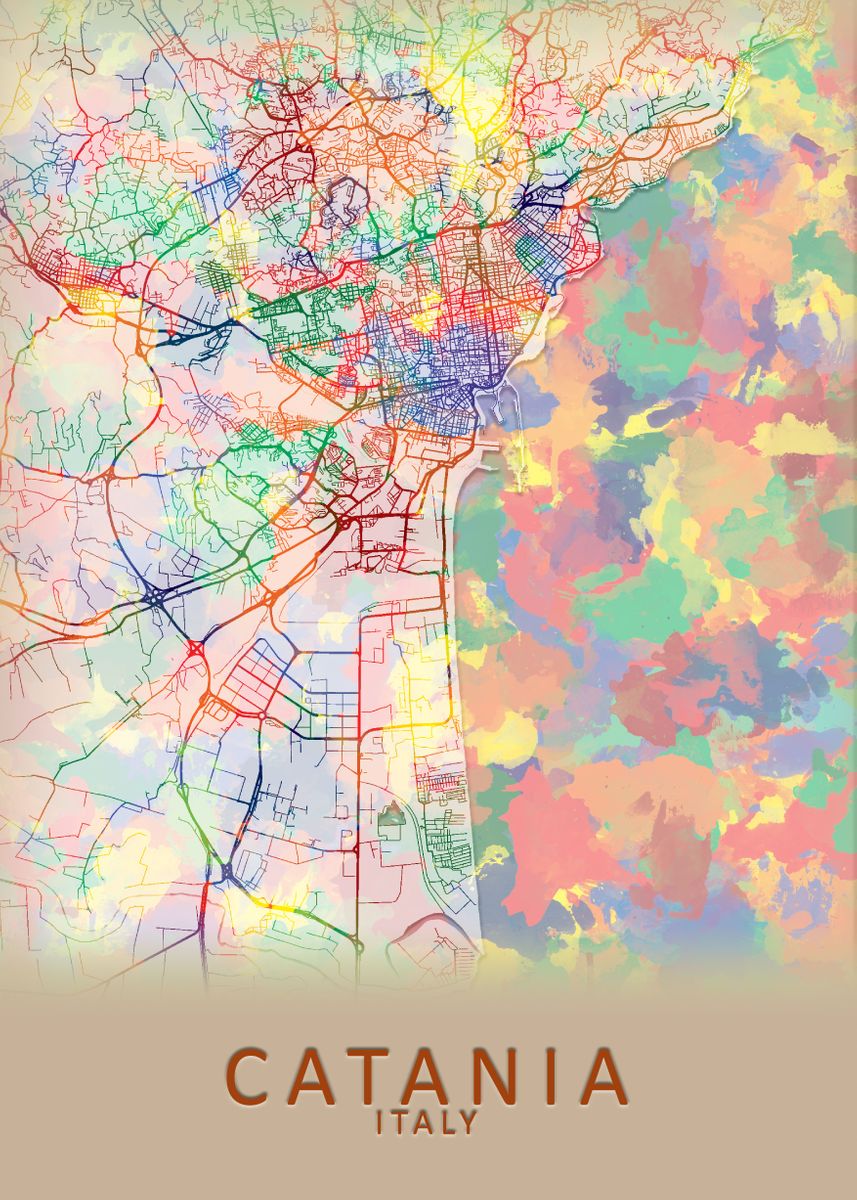 'Catania Italy City Map' Poster by City Map Art Prints | Displate