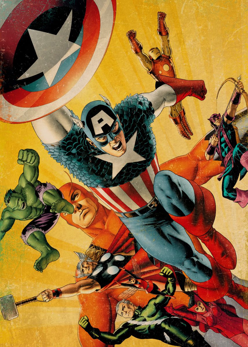 'Cap' Poster, picture, metal print, paint by Marvel | Displate
