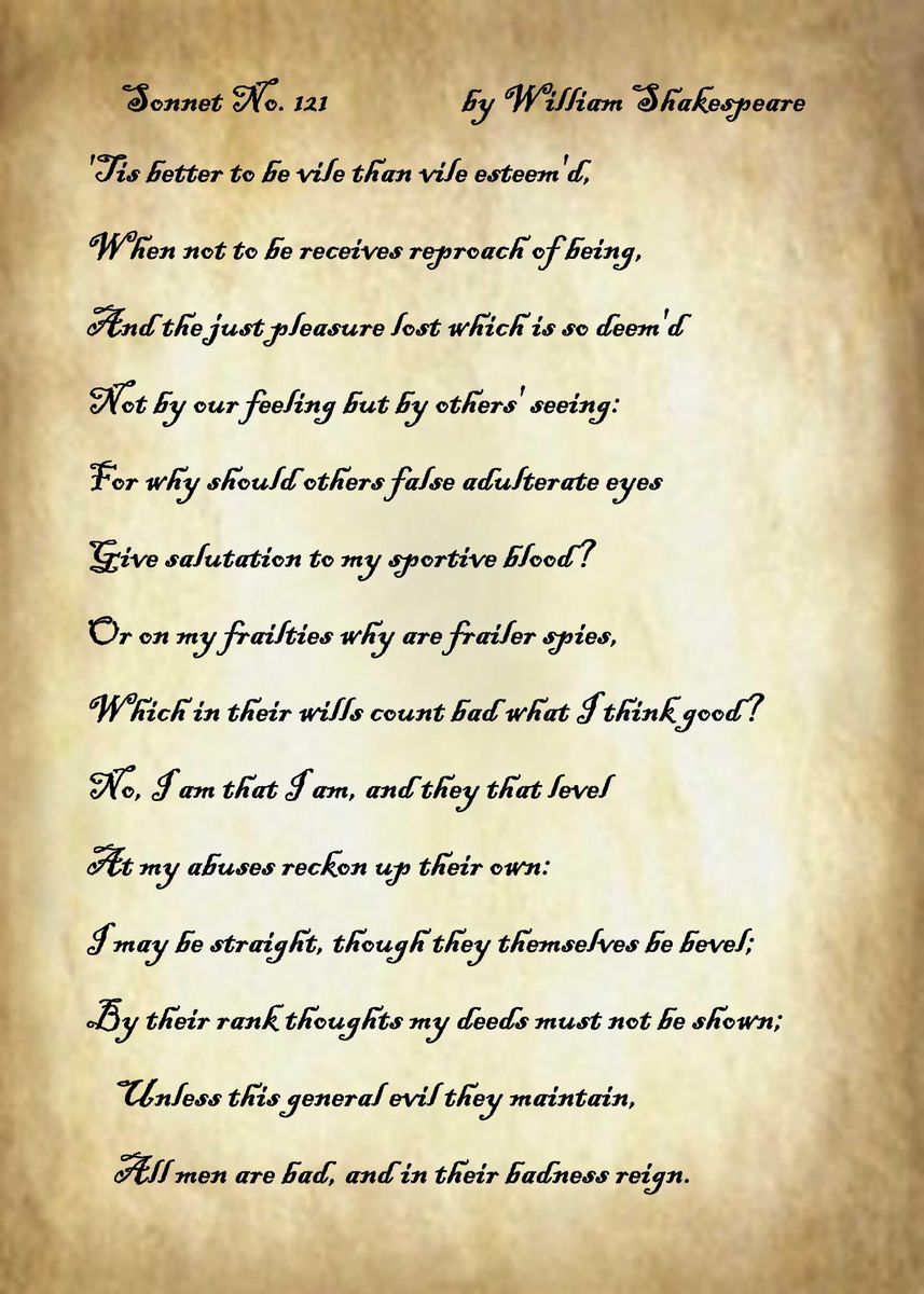 'Sonnet 121 by Shakespeare' Poster, picture, metal print, paint by Burl Collins | Displate