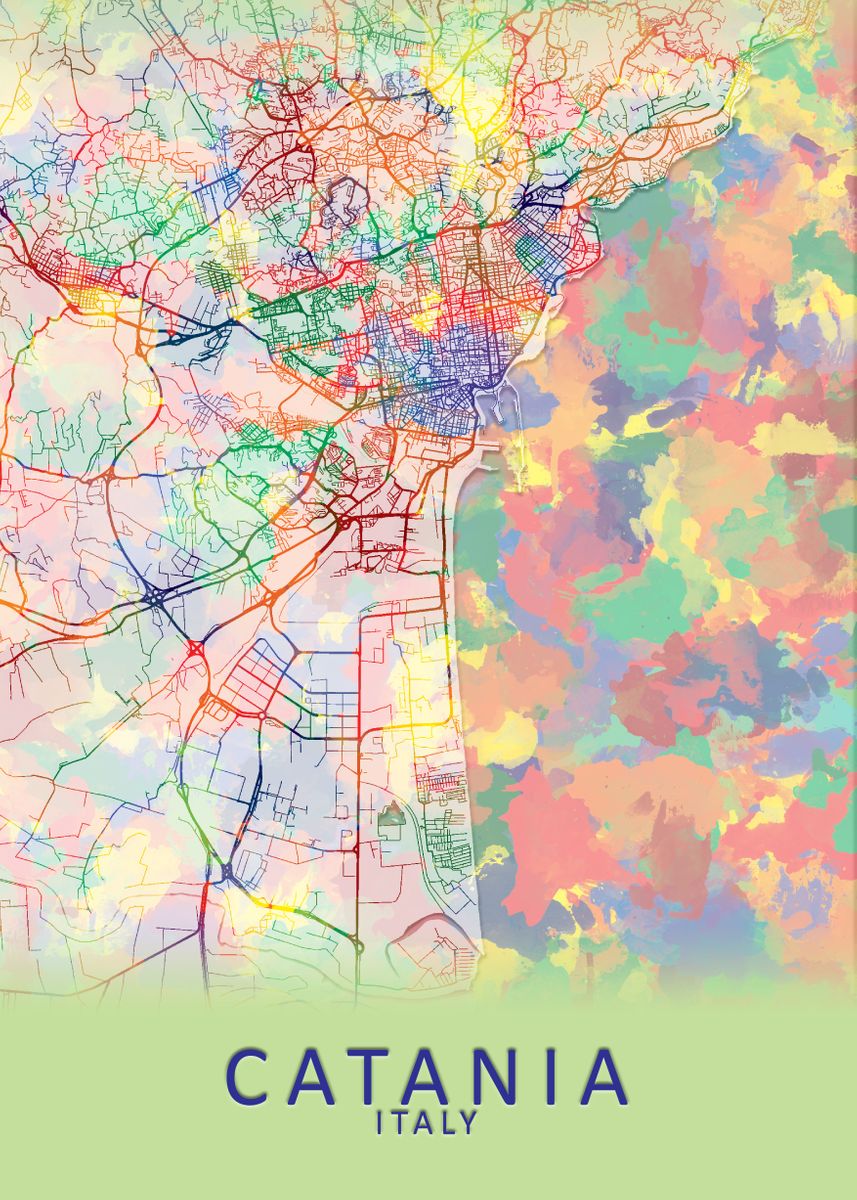 'Catania Italy City Map' Poster, picture, metal print, paint by City ...