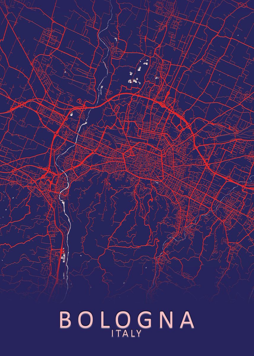 'Bologna Italy City Map' Poster by City Map Art Prints | Displate