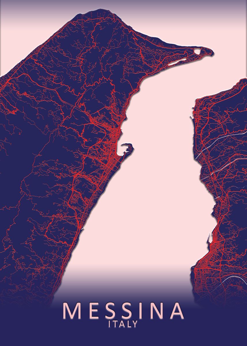 'Messina Italy City Map' Poster, picture, metal print, paint by City ...