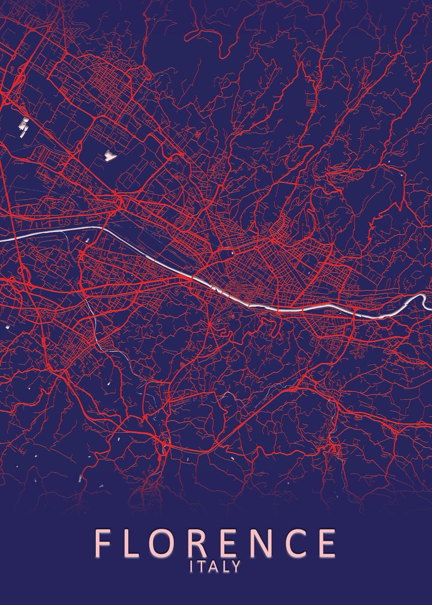 'Florence Italy City Map' Poster, picture, metal print, paint by City ...