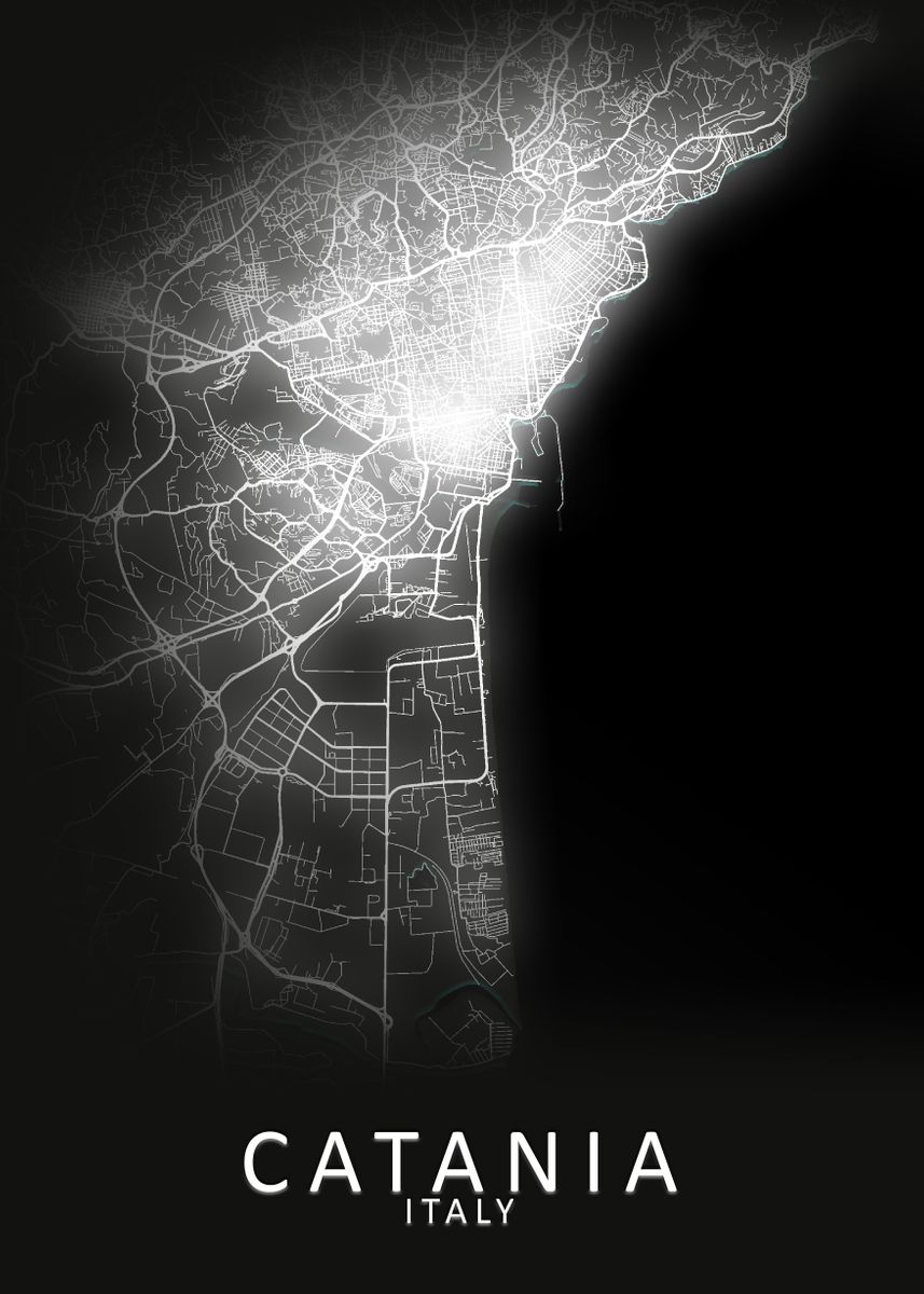 'Catania Italy City Map' Poster, picture, metal print, paint by City ...