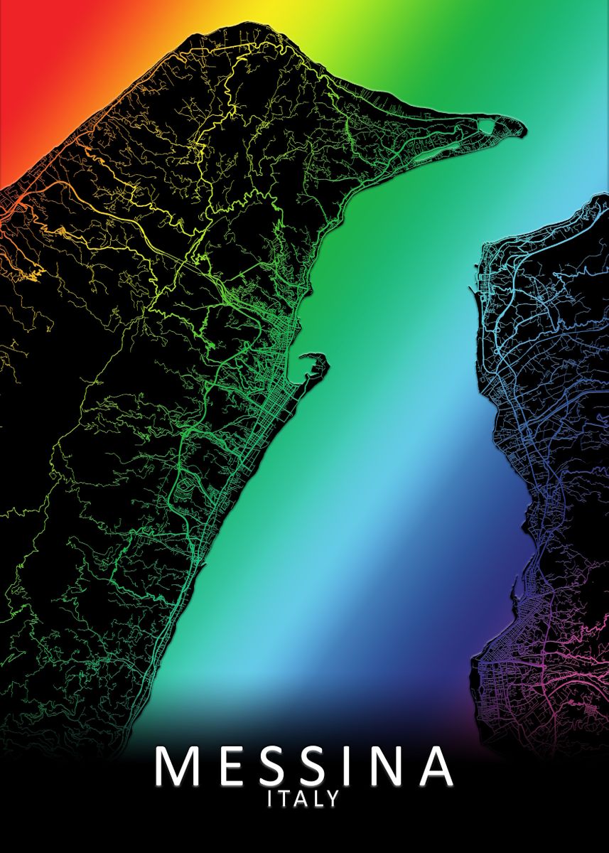 'Messina Italy City Map' Poster by City Map Art Prints | Displate