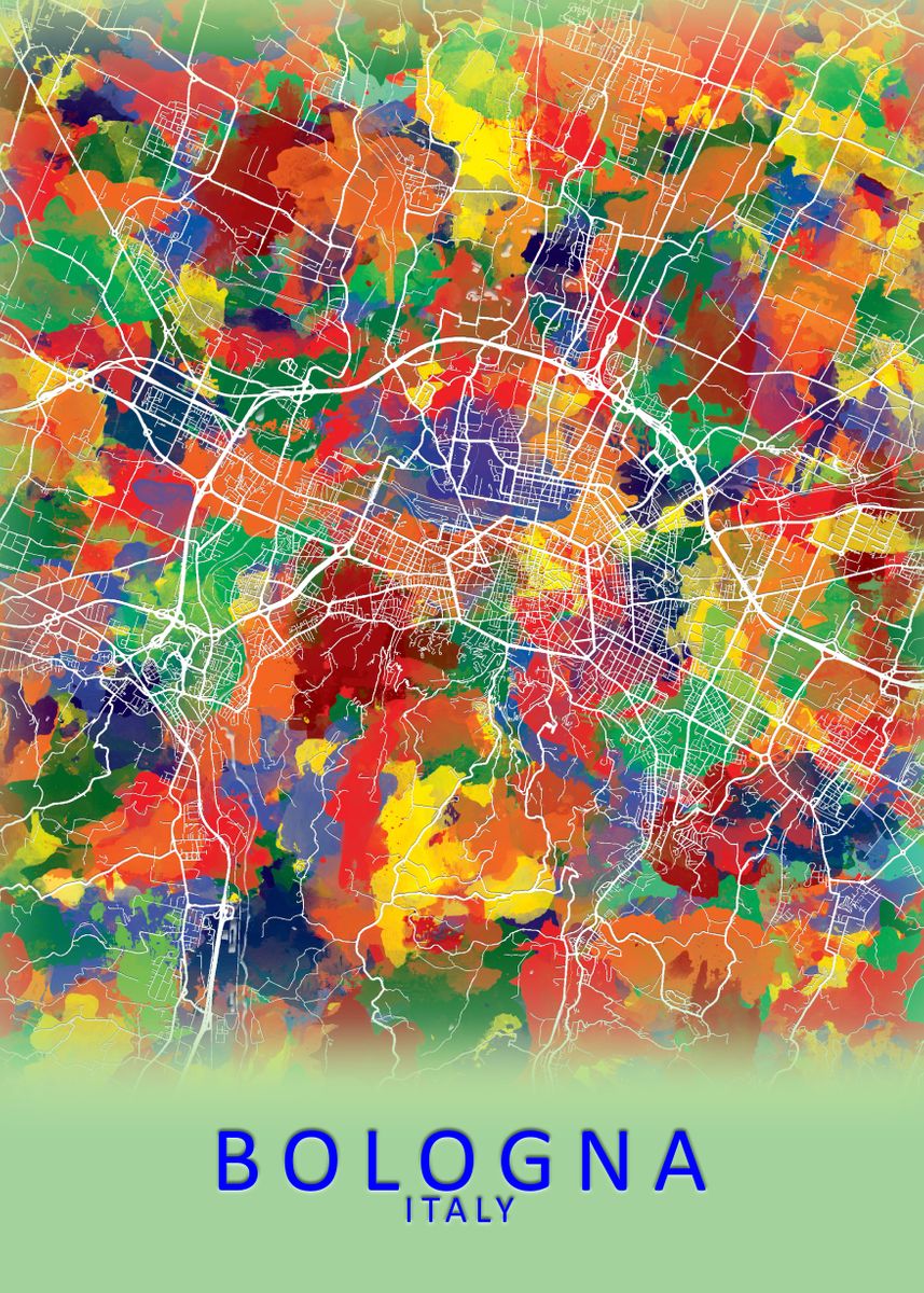 'Bologna Italy City Map' Poster, picture, metal print, paint by City ...