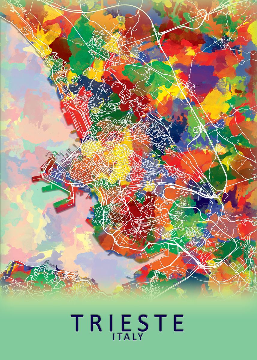 'Trieste Italy City Map' Poster, picture, metal print, paint by City ...