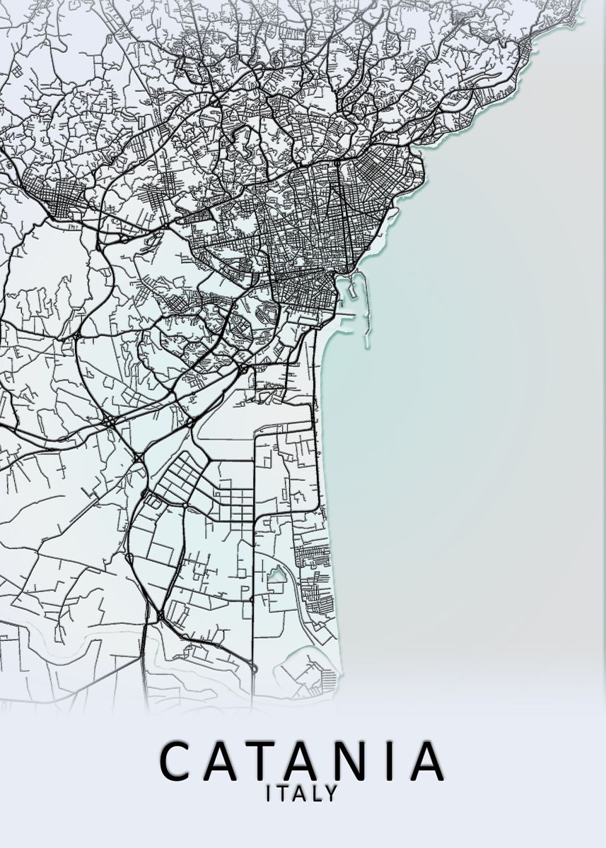'Catania Italy City Map' Poster, picture, metal print, paint by City ...
