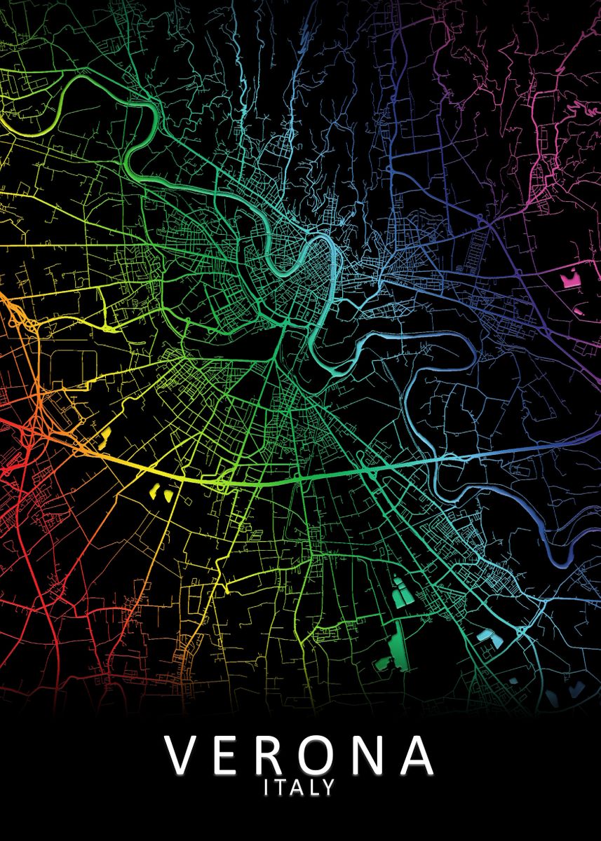 'Verona Italy City Map' Poster, picture, metal print, paint by City Map ...