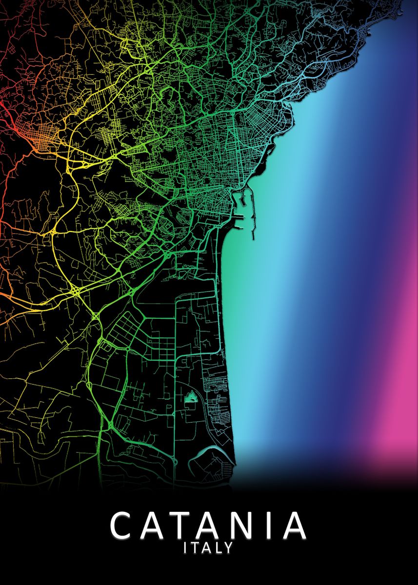 'Catania Italy City Map' Poster by City Map Art Prints | Displate
