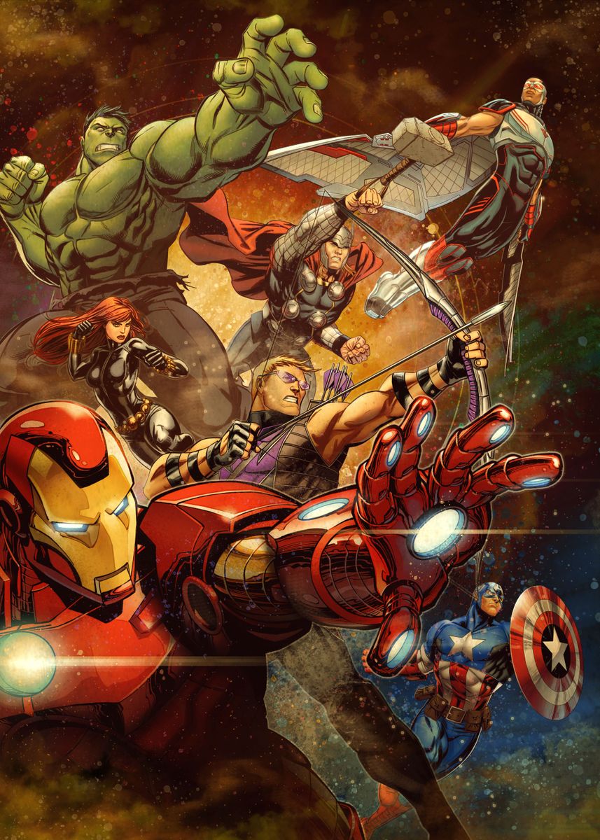 'In Action' Poster, picture, metal print, paint by Marvel | Displate
