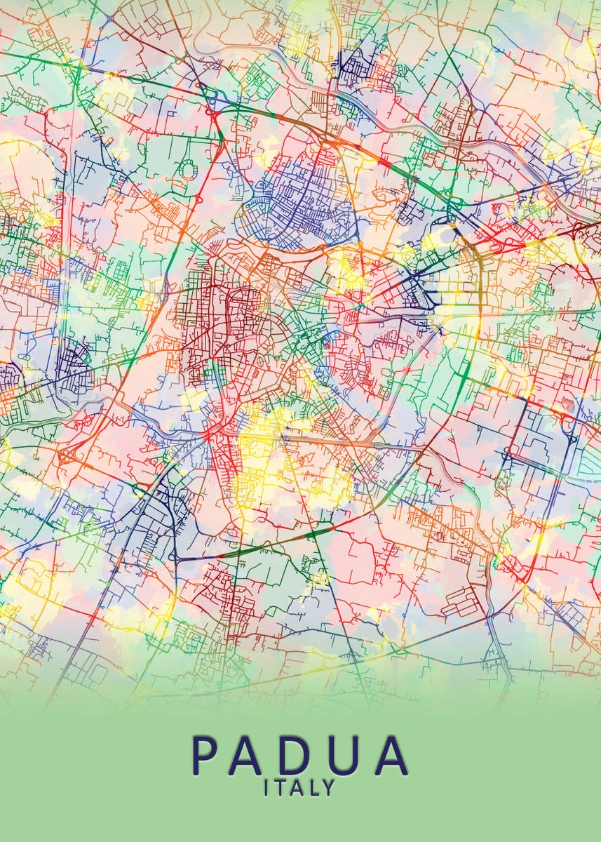'Padua Italy City Map' Poster, picture, metal print, paint by City Map Art Prints | Displate