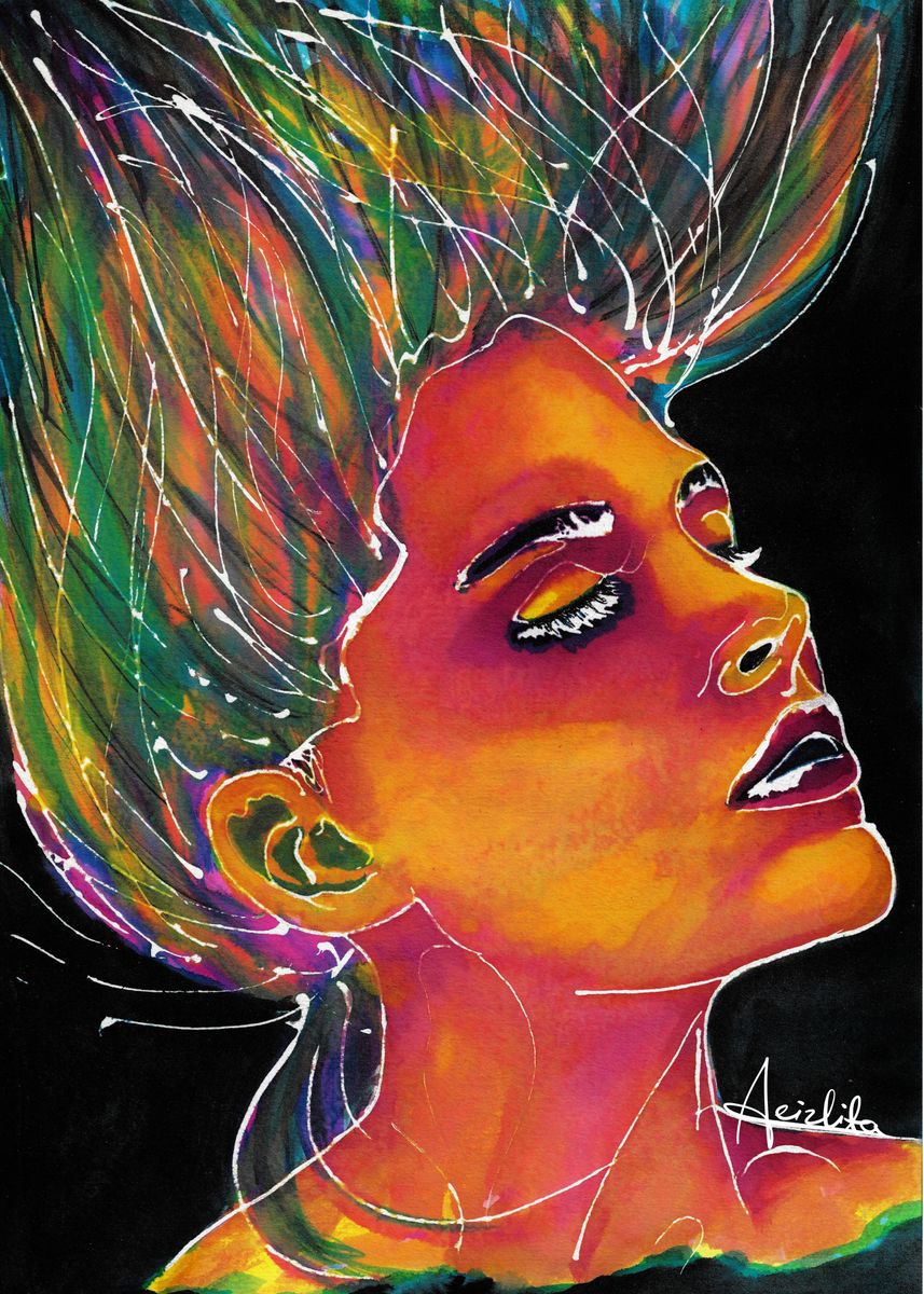 'Fiery Neon' Poster, picture, metal print, paint by Aeizlita Noronha ...