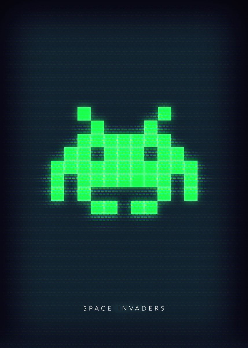 'Space invaders pixelart' Poster, picture, metal print, paint by Mr ...