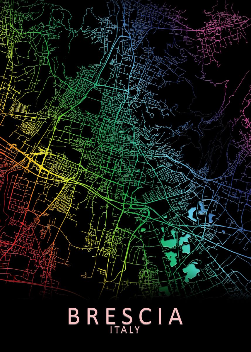 'Brescia Italy City Map' Poster, picture, metal print, paint by City ...