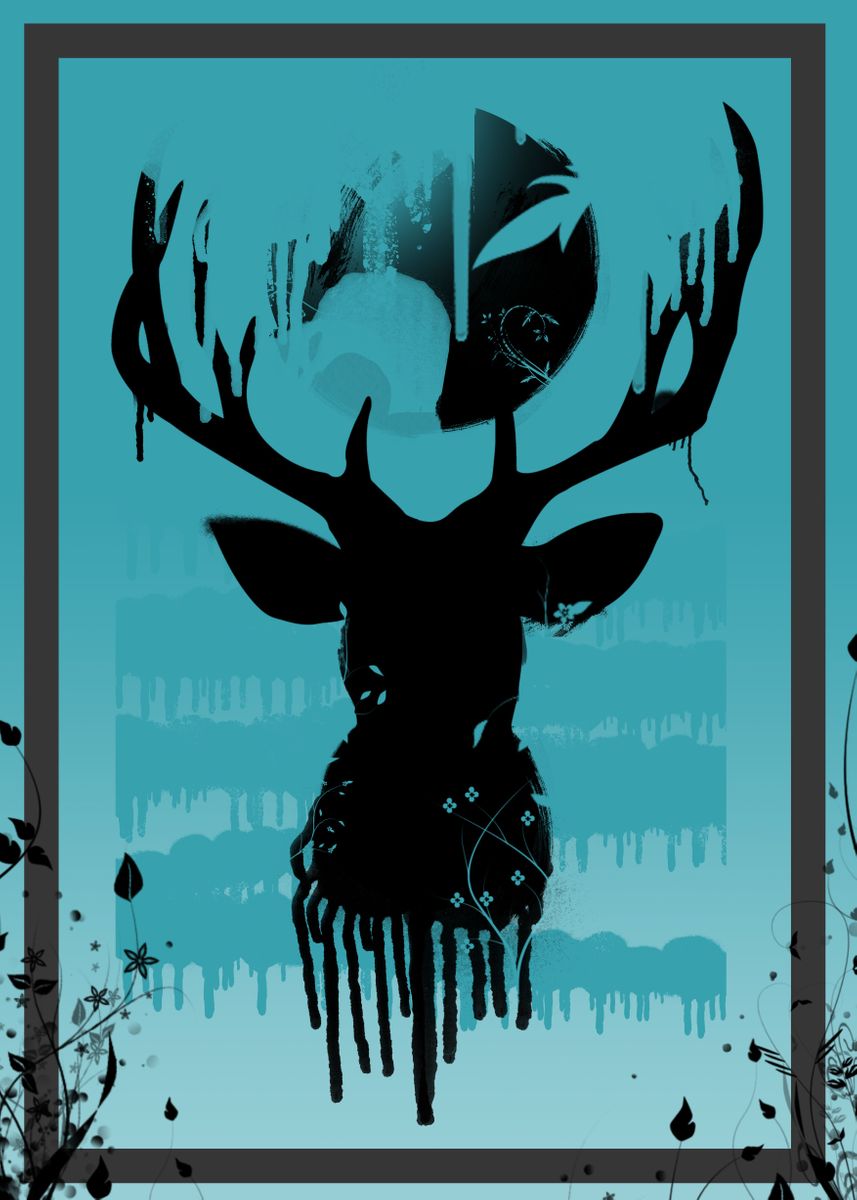 'Blue Stag' Poster by Cutey Mouse | Displate
