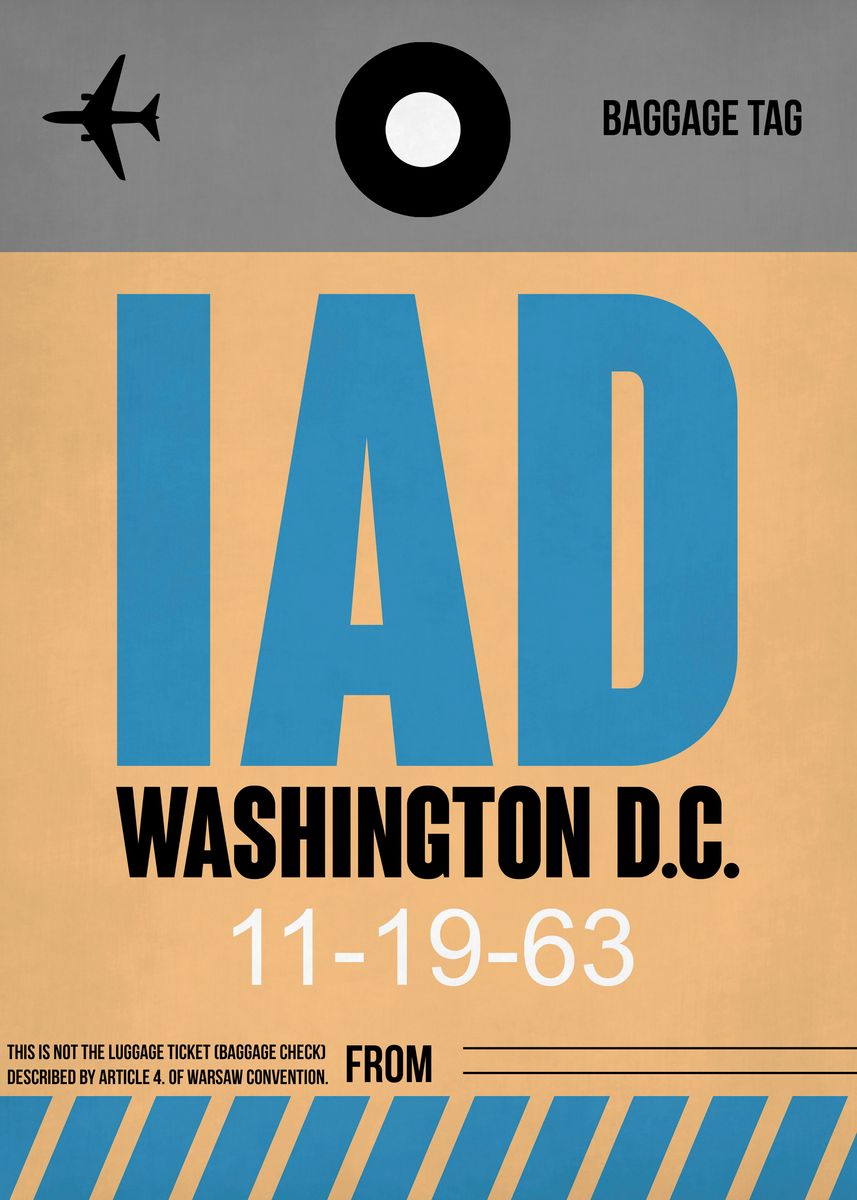 'IAD Luggage Tag' Poster, picture, metal print, paint by Art Everywhere ...