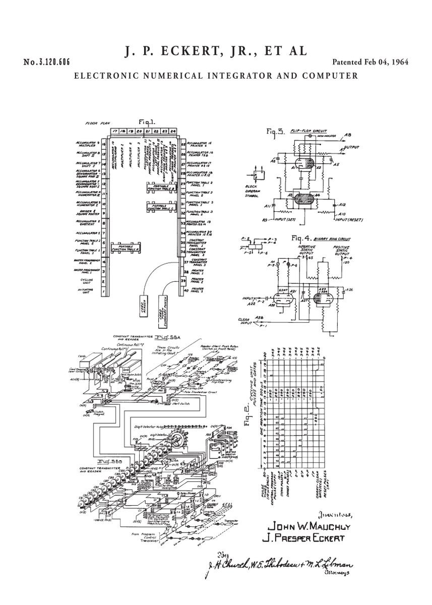 'First Computer Patent' Poster, picture, metal print, paint by Kevin ...