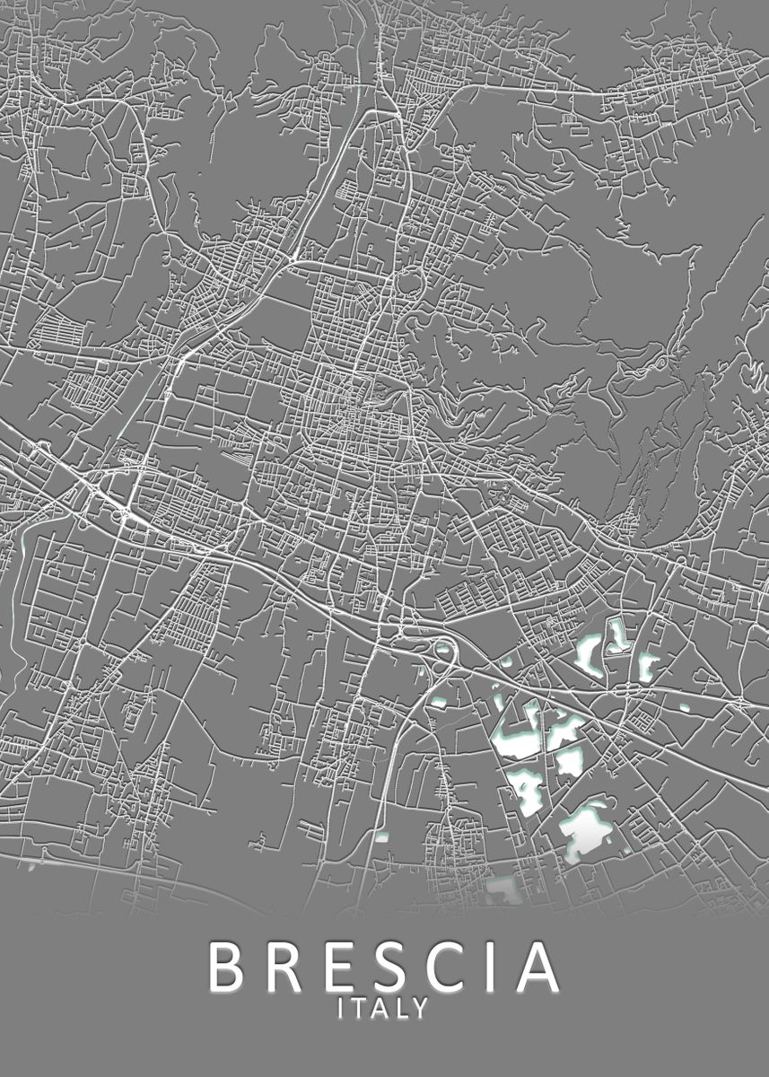 'Brescia Italy City Map' Poster, picture, metal print, paint by City ...