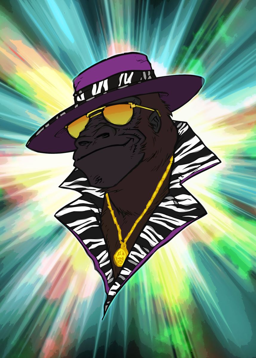 'Gorilla Pimp' Poster, picture, metal print, paint by Gastón Leiva ...