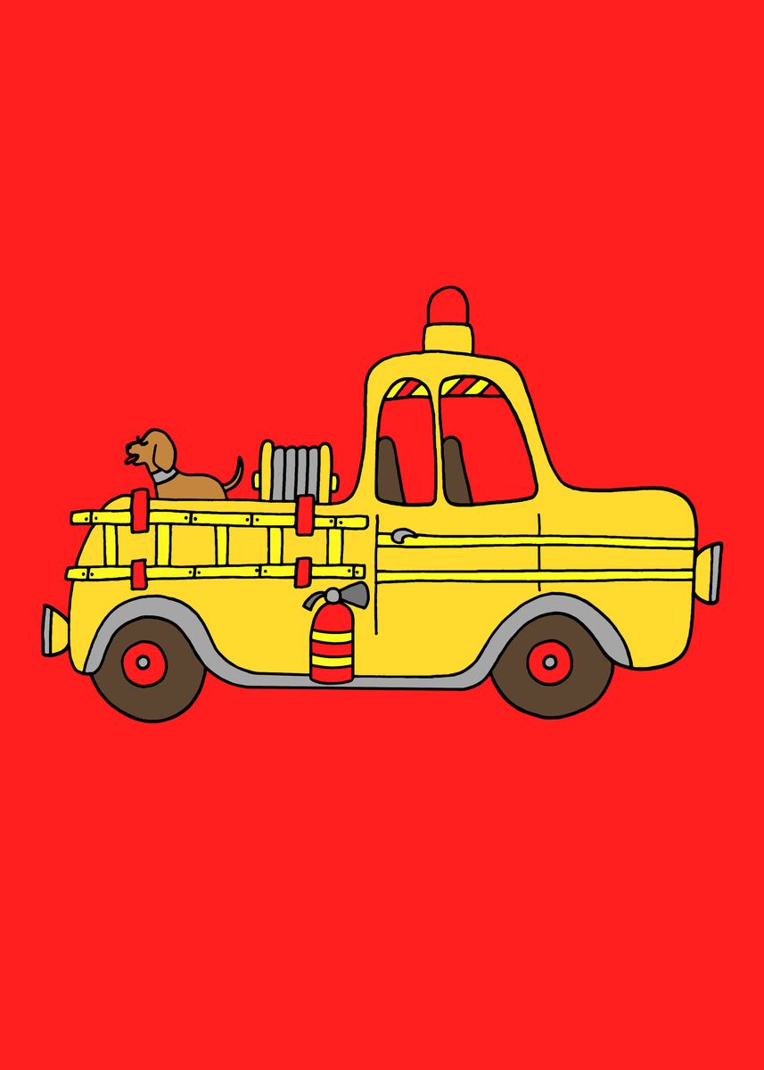 'Fire Truck' Poster, picture, metal print, paint by Mellow Days | Displate