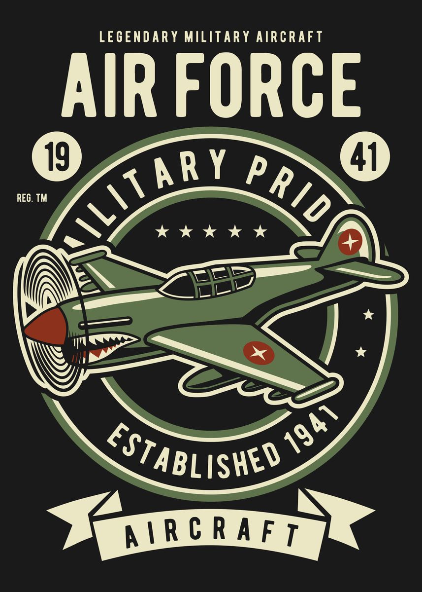 'Air Force' Poster, picture, metal print, paint by Aloke Design | Displate