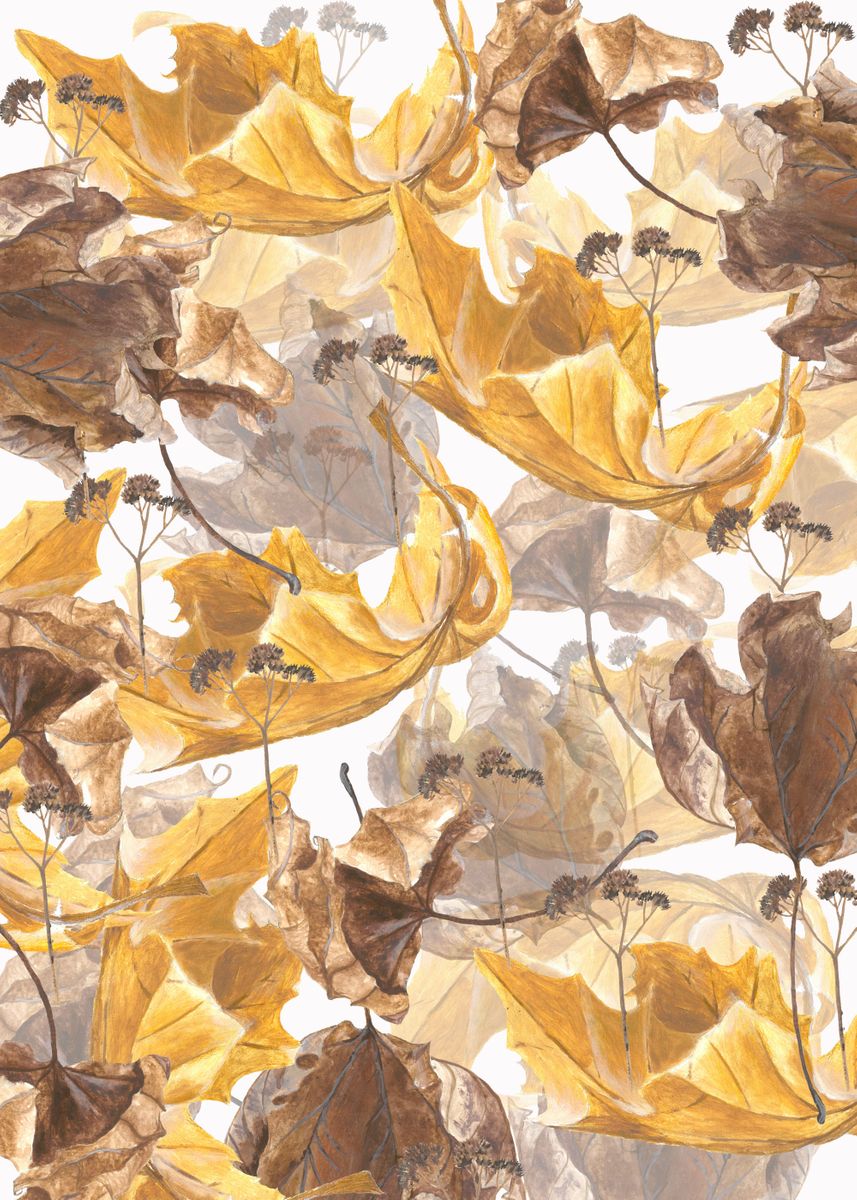 'Painted maple leaves' Poster, picture, metal print, paint by Hanna ...