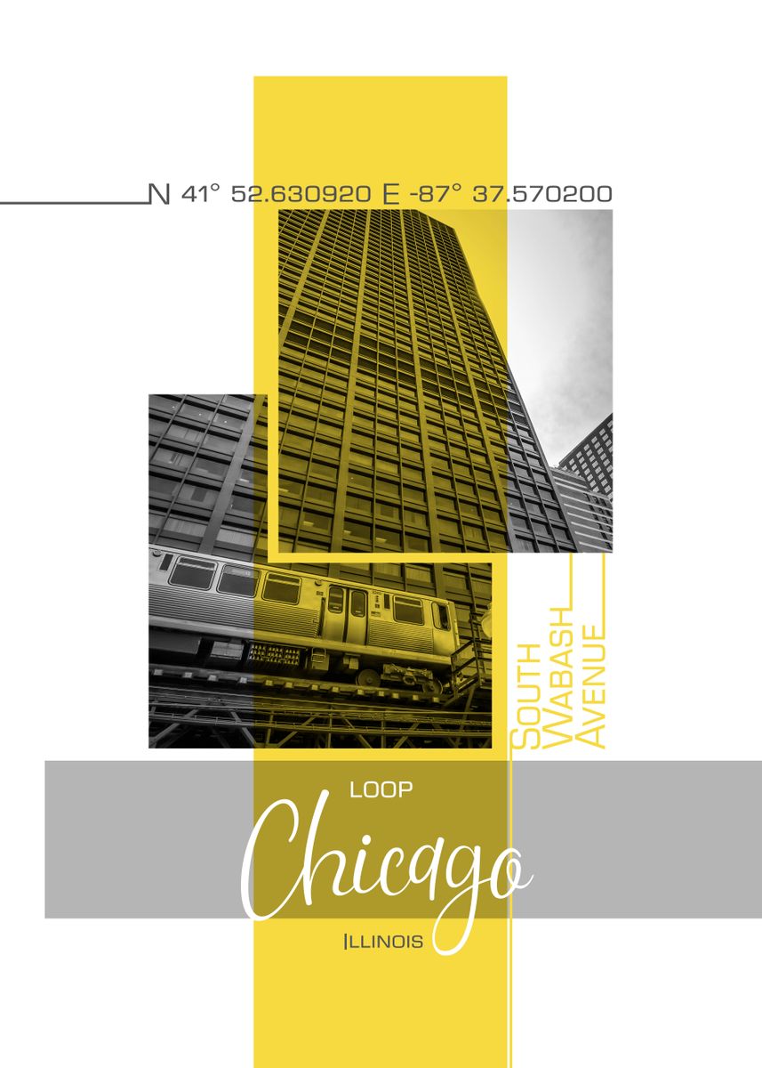 'Poster Art CHICAGO Loop' Poster, picture, metal print, paint by ...