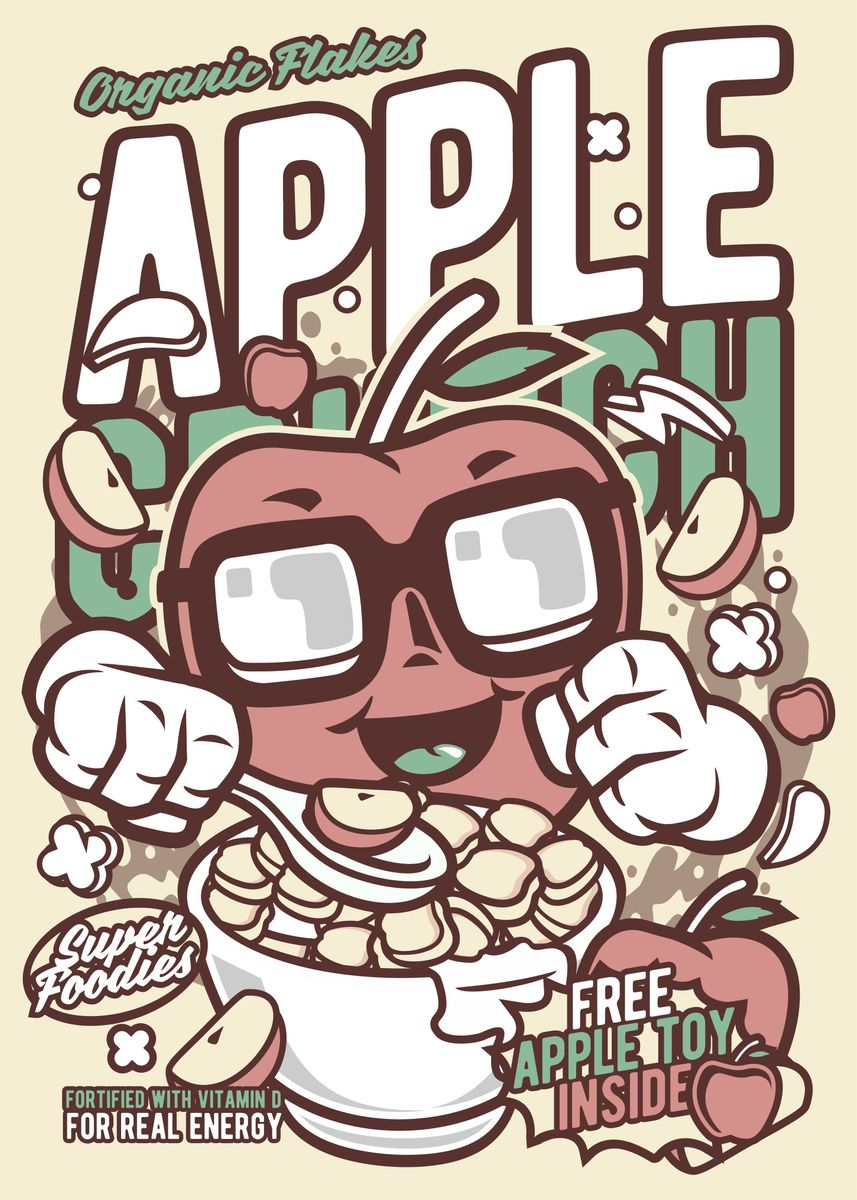 'Apple Crunch' Poster, picture, metal print, paint by Aloke Design ...