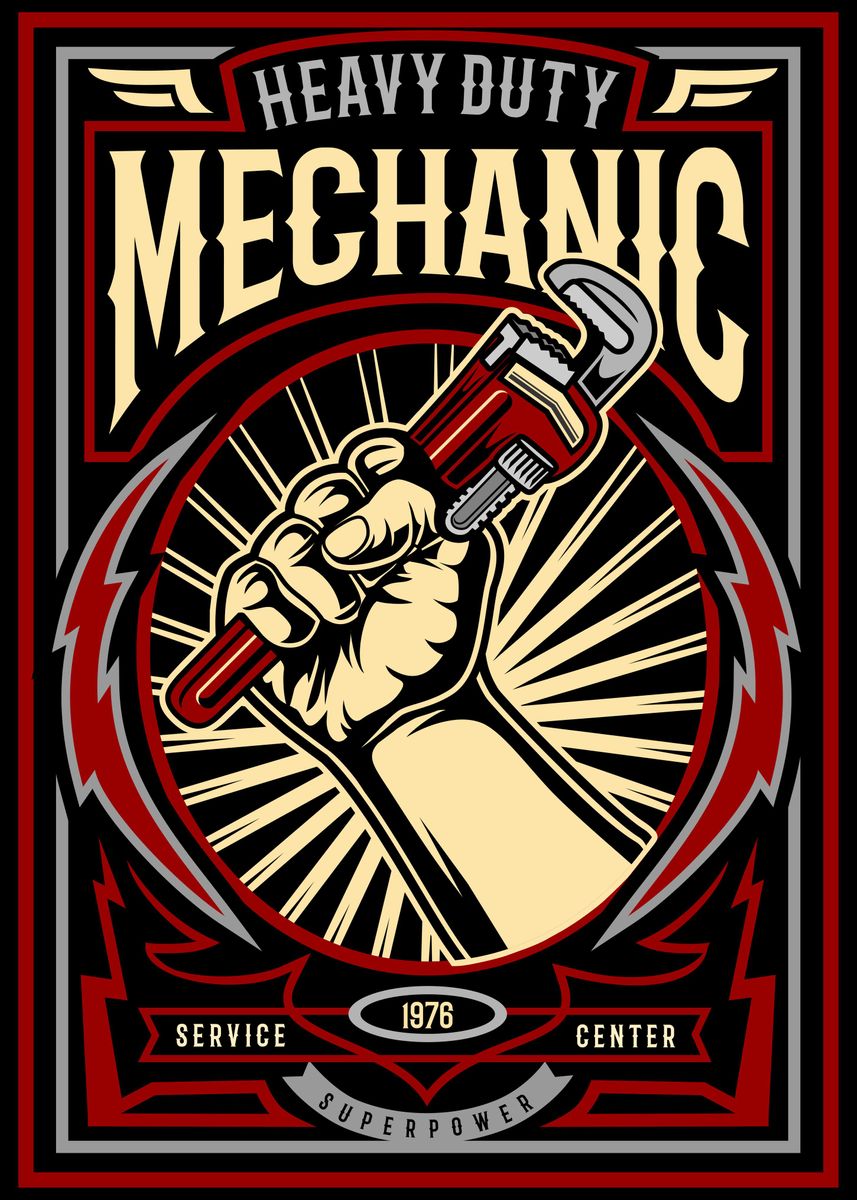 'Mechanic Man' Poster, picture, metal print, paint by Aloke Design ...