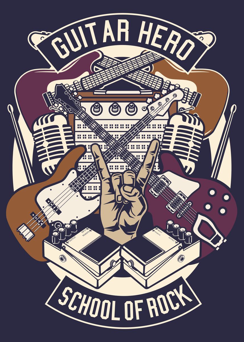 'Guitar Hero' Poster by Aloke Design | Displate