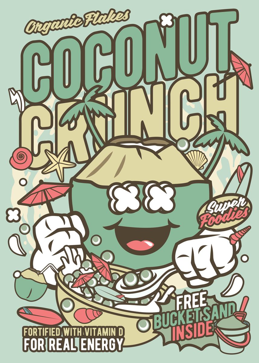 'Coconut Crunch' Poster, picture, metal print, paint by Aloke Design ...