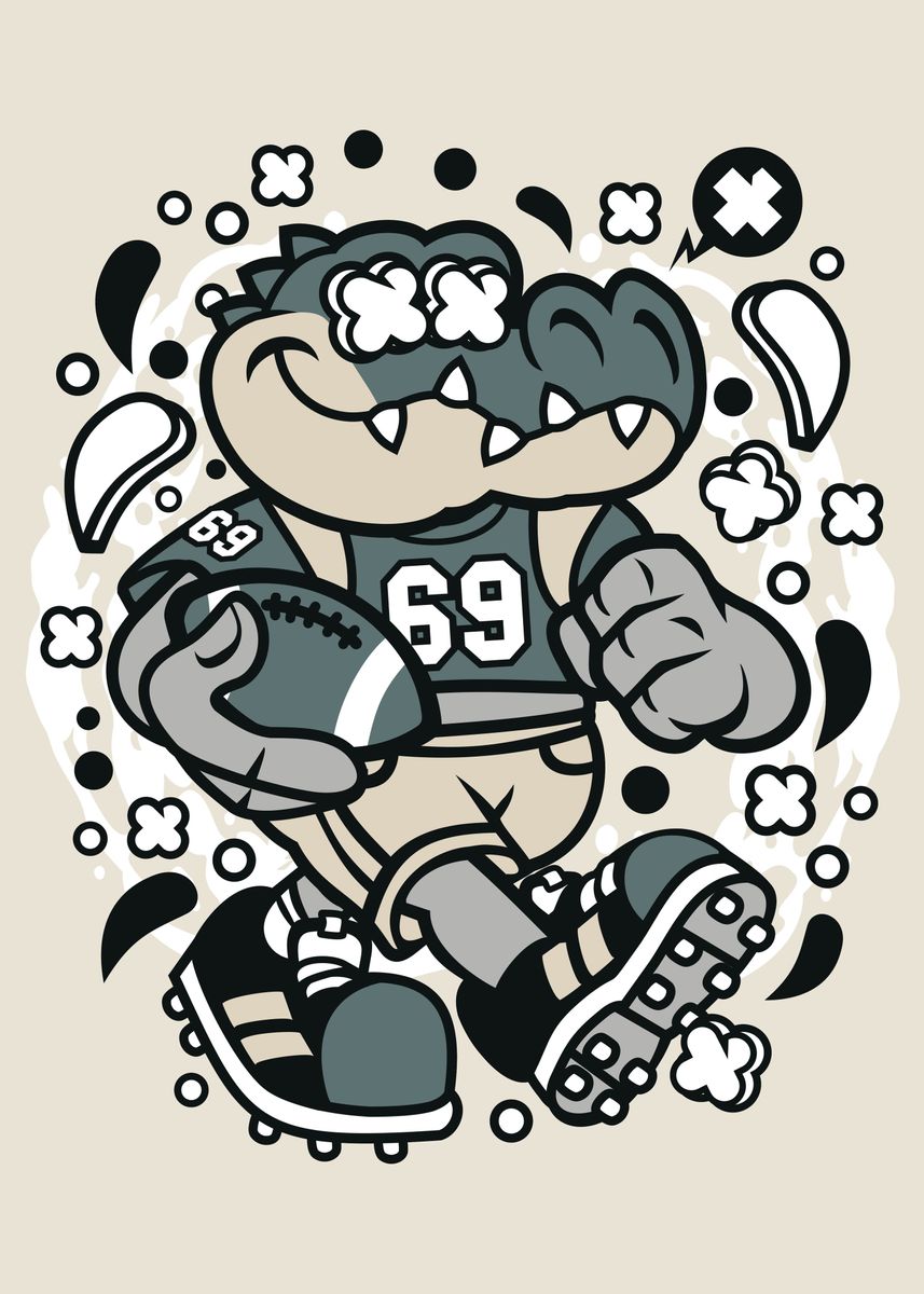 'Crocodile Football' Poster, picture, metal print, paint by Aloke ...